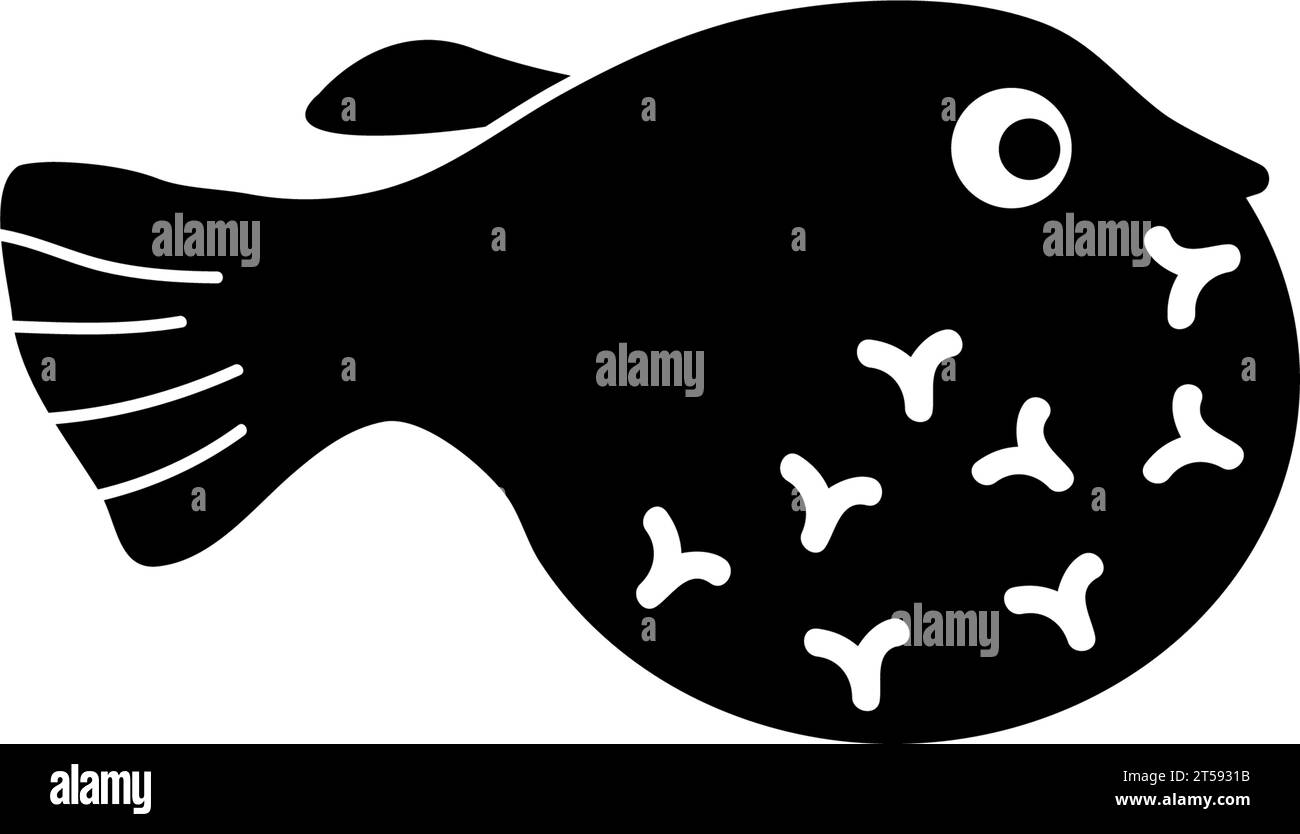 Fugu Fish, Blowfish, Puffed Up Pufferfish. Flat Vector Icon ...