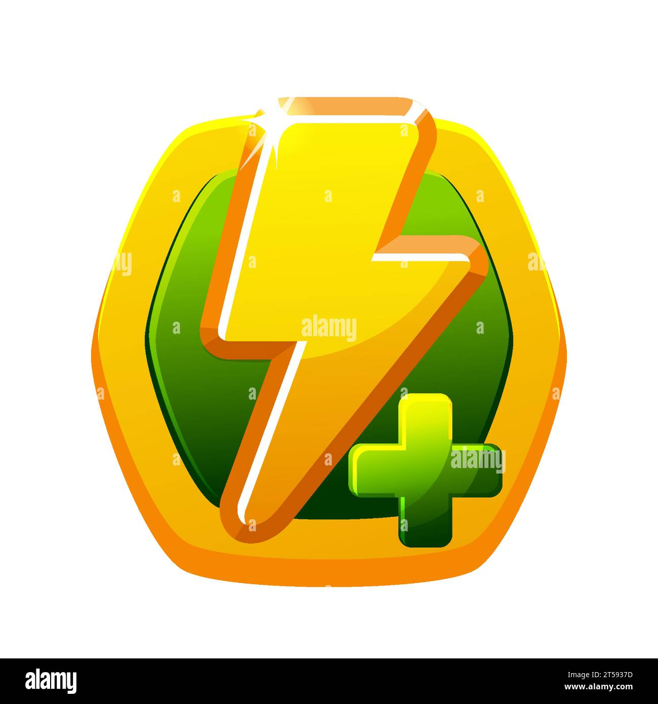 Golden icon add Energy. Vector graphic user interface element for ...