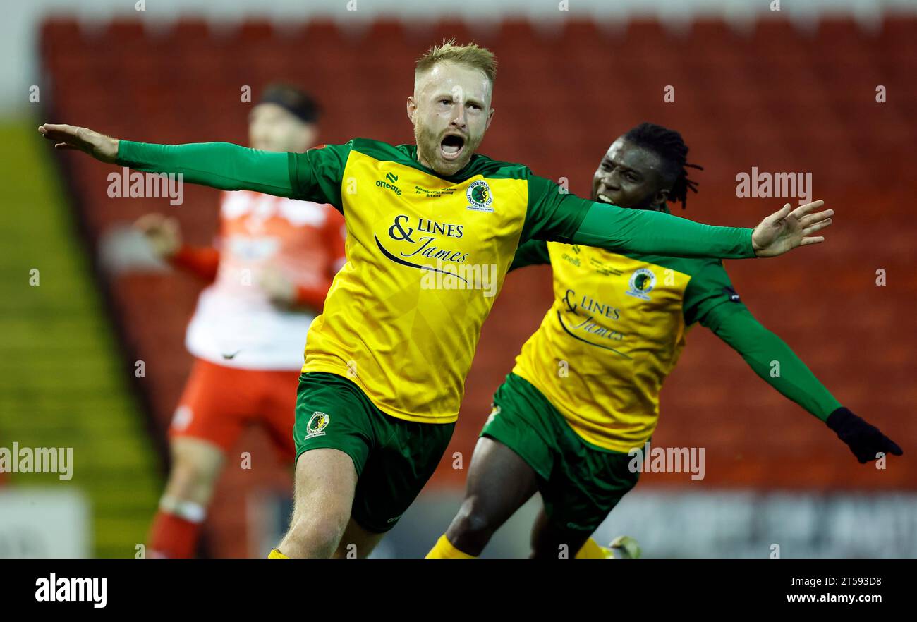 Horsham’s James Hammond celebrates scoring their sides second goal ...