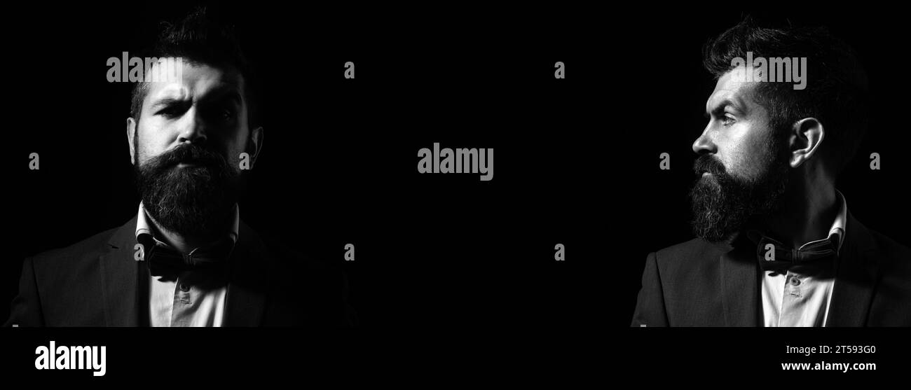 Beard man with classic long beard, bearded gay. Barber, barbershop ...