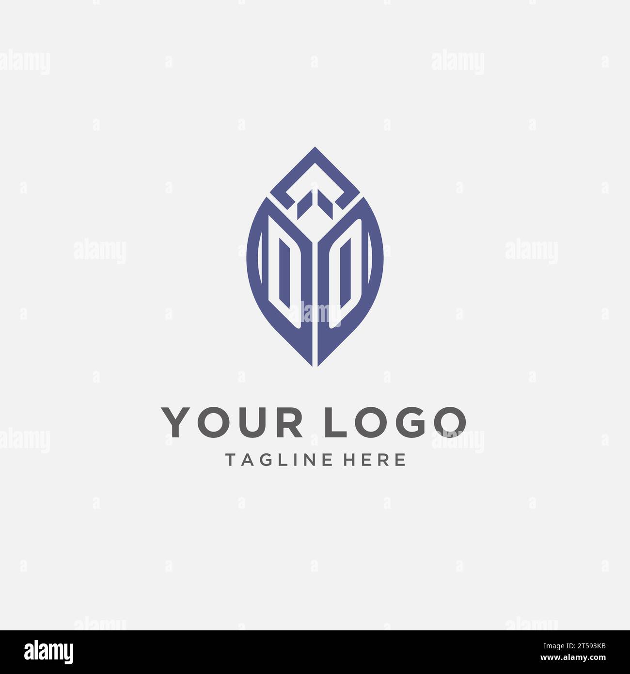 DO logo with leaf shape, clean and modern monogram initial logo design ...