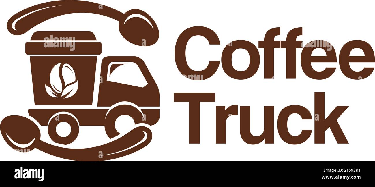 Minimalist Coffee Truck Van spoon logo design Stock Vector Image & Art ...