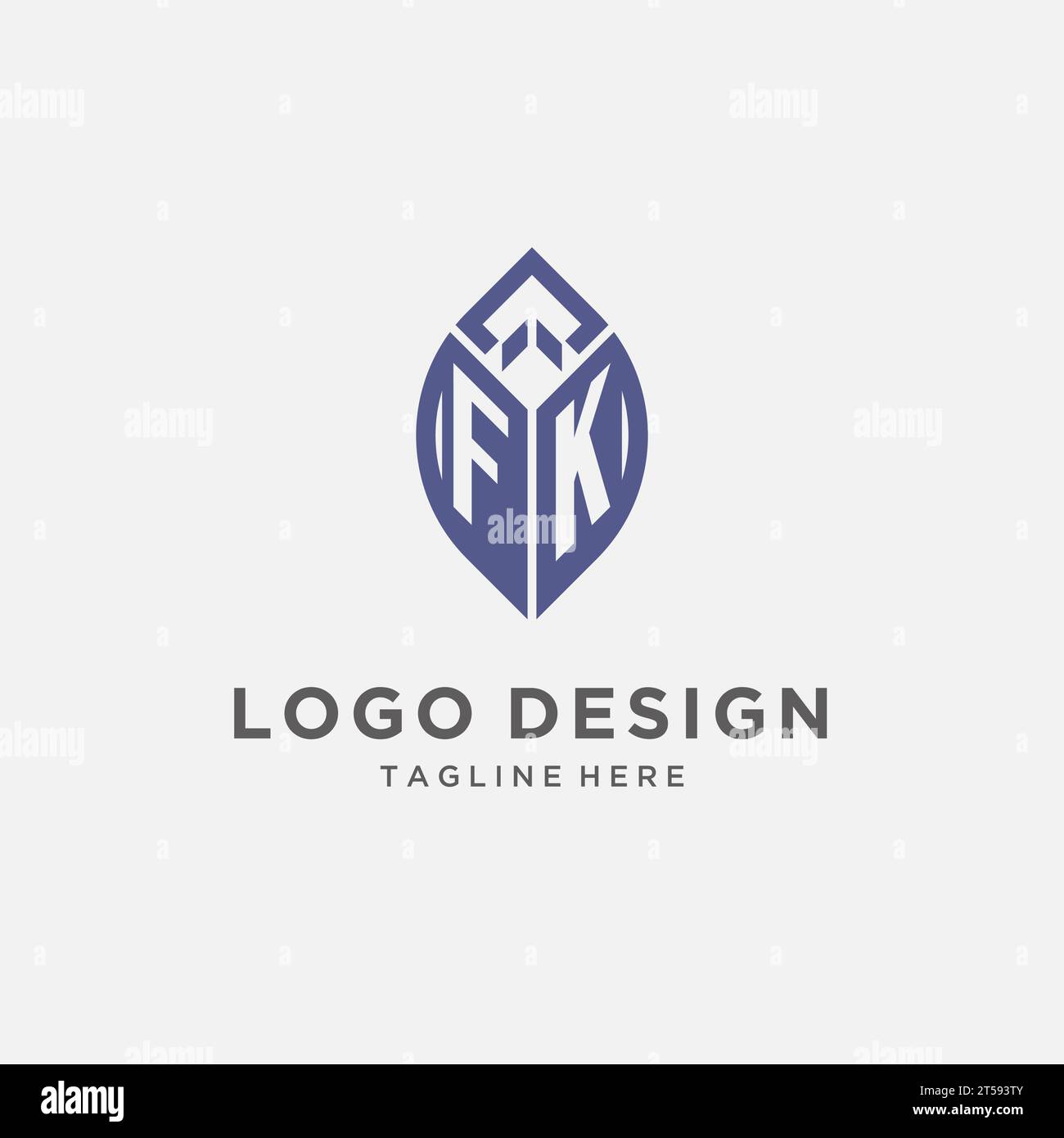 FK logo with leaf shape, clean and modern monogram initial logo design ...