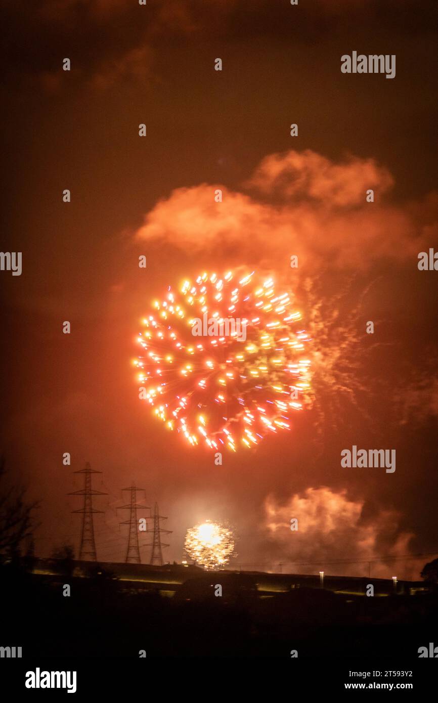West Yorkshire Uk 3rd Nov 2023 A Private Firework Display Dominates