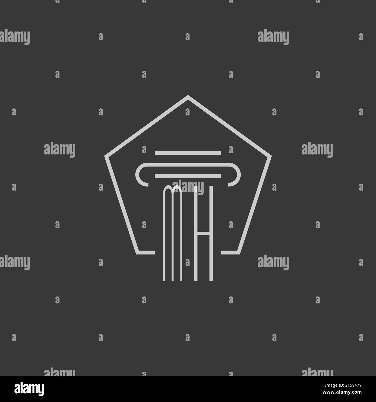 initial monogram MH with monoline pillar logo design ideas Stock Vector ...