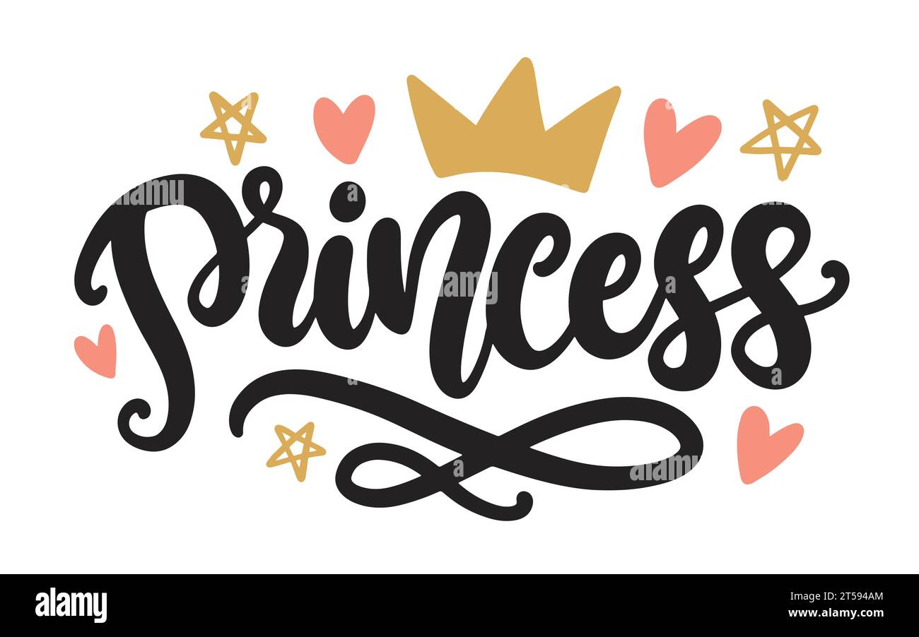 Princess hand written lettering. Little girl word Stock Vector Image ...