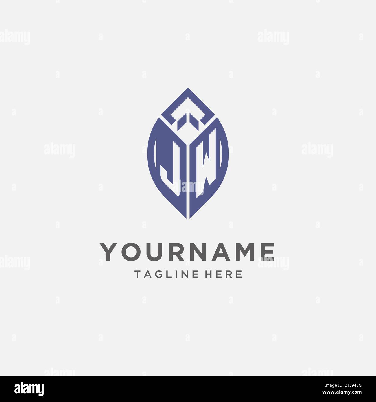 JW logo with leaf shape, clean and modern monogram initial logo design ...