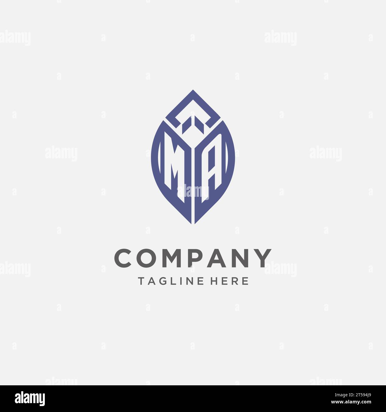 MA logo with leaf shape, clean and modern monogram initial logo design ...