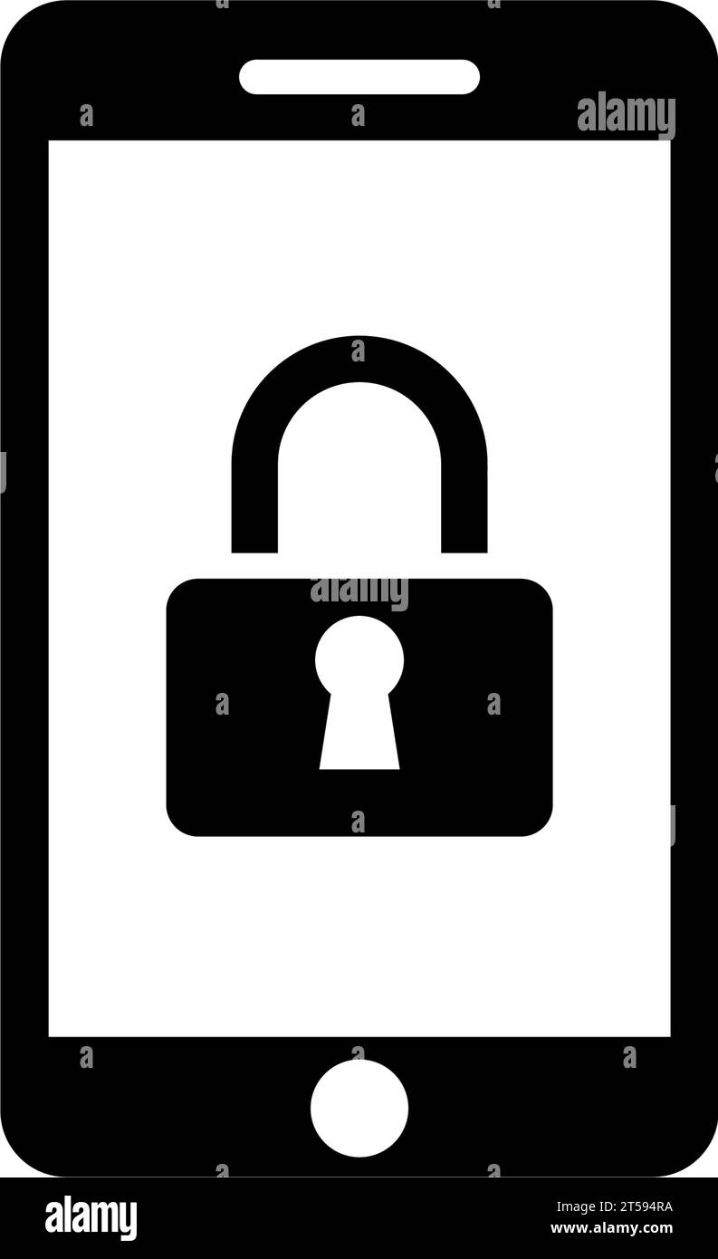 Smartphone with Security Lock System, Phone and Padlock. Flat Vector ...