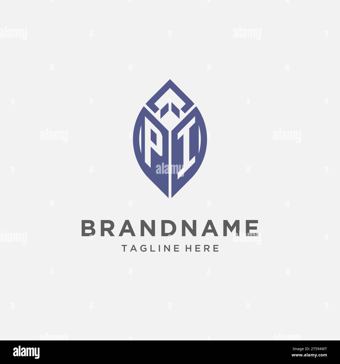 PI logo with leaf shape, clean and modern monogram initial logo design vector graphic Stock ...