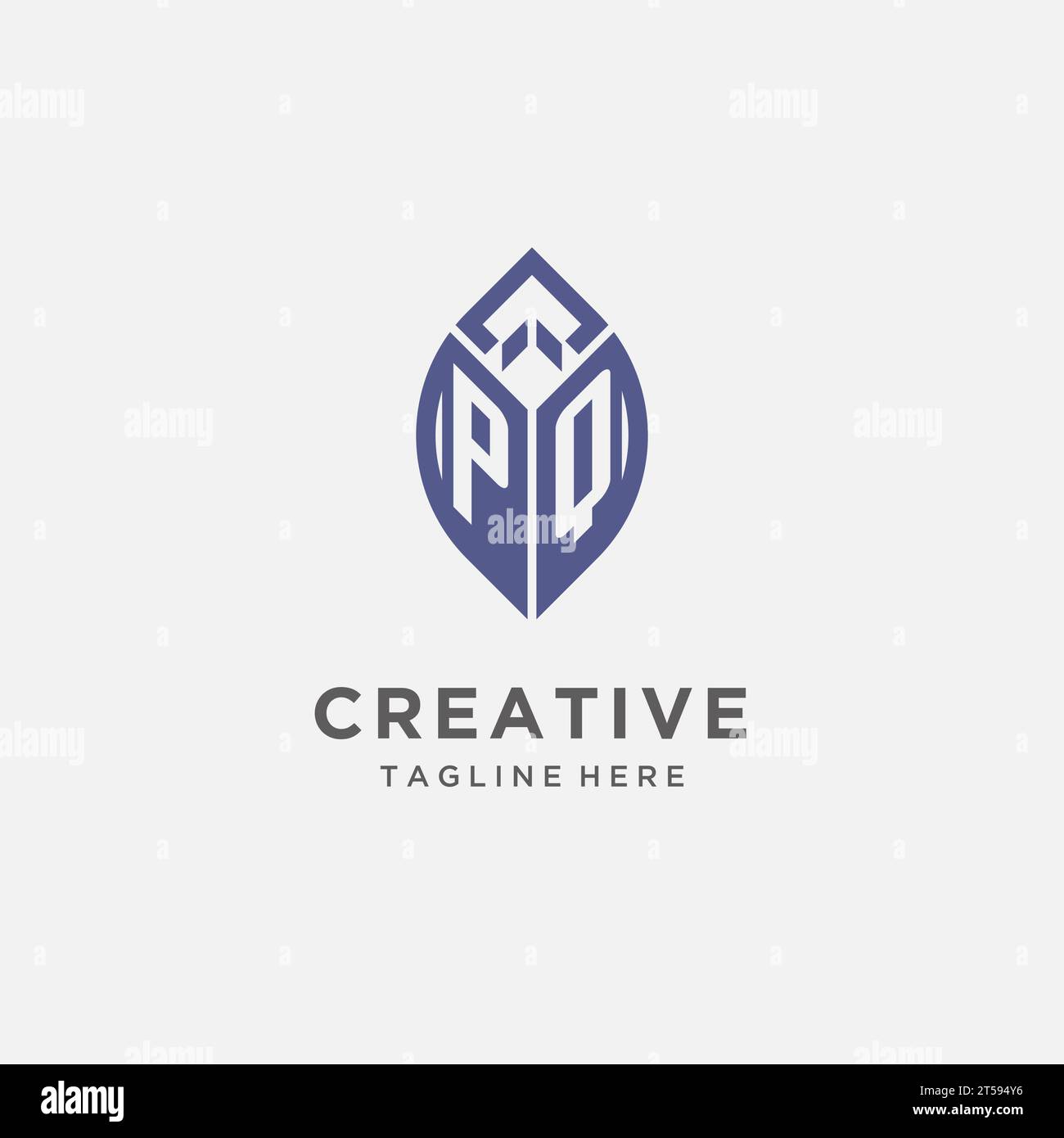 PQ logo with leaf shape, clean and modern monogram initial logo design ...