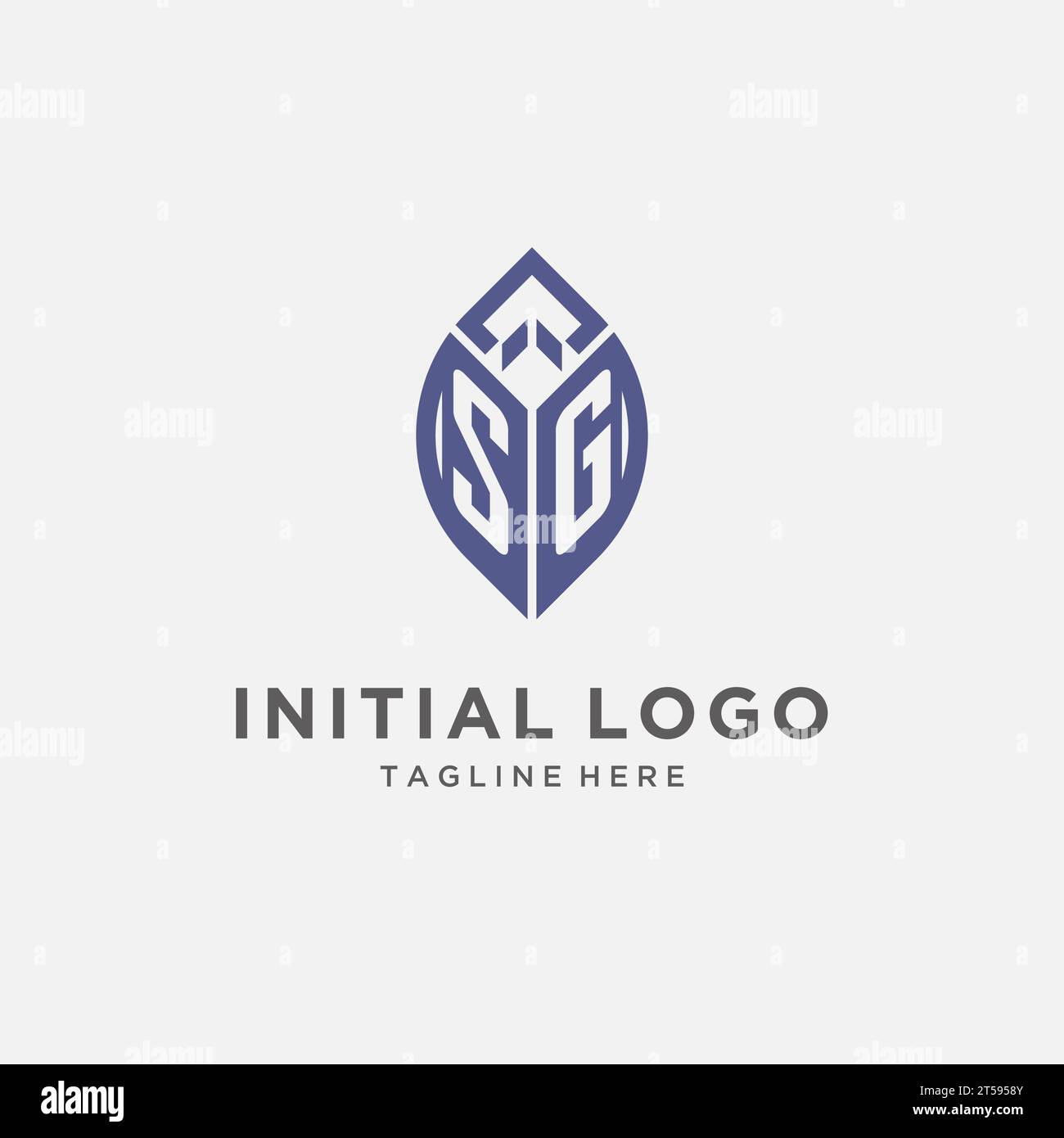 SG logo with leaf shape, clean and modern monogram initial logo design vector graphic Stock ...
