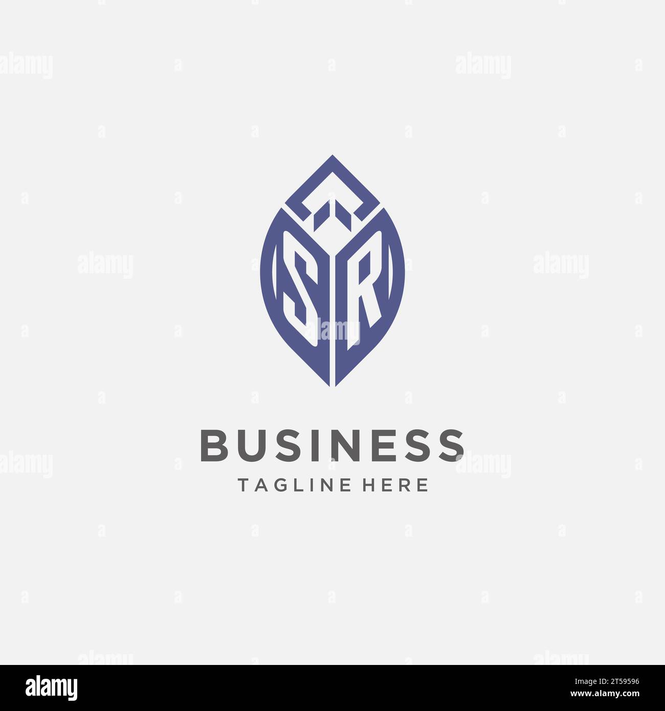 SR logo with leaf shape, clean and modern monogram initial logo design ...
