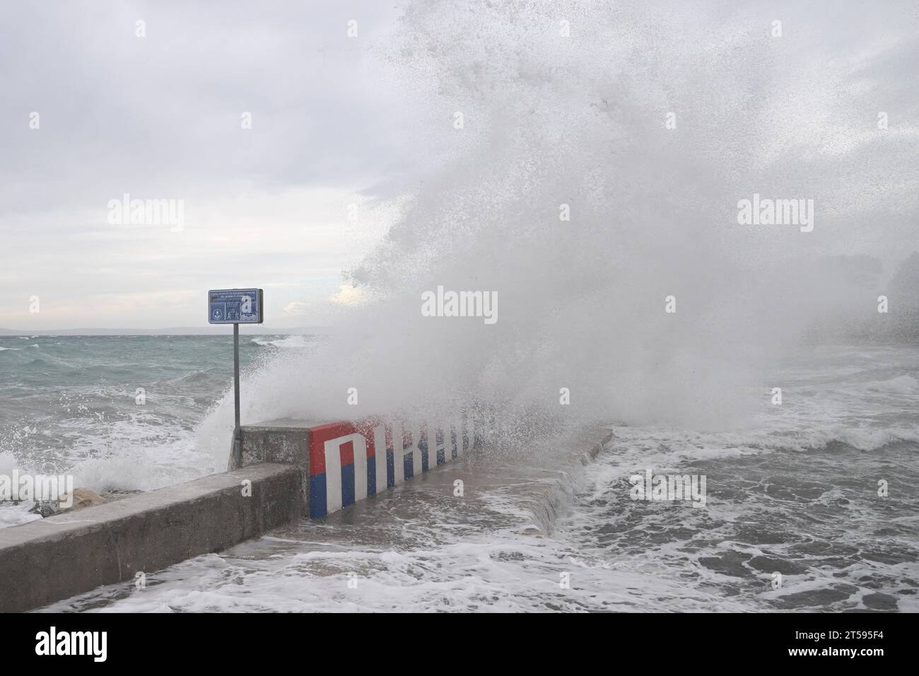 Croatia, Split, 031123. A stormy southerly accompanied by rain raised ...