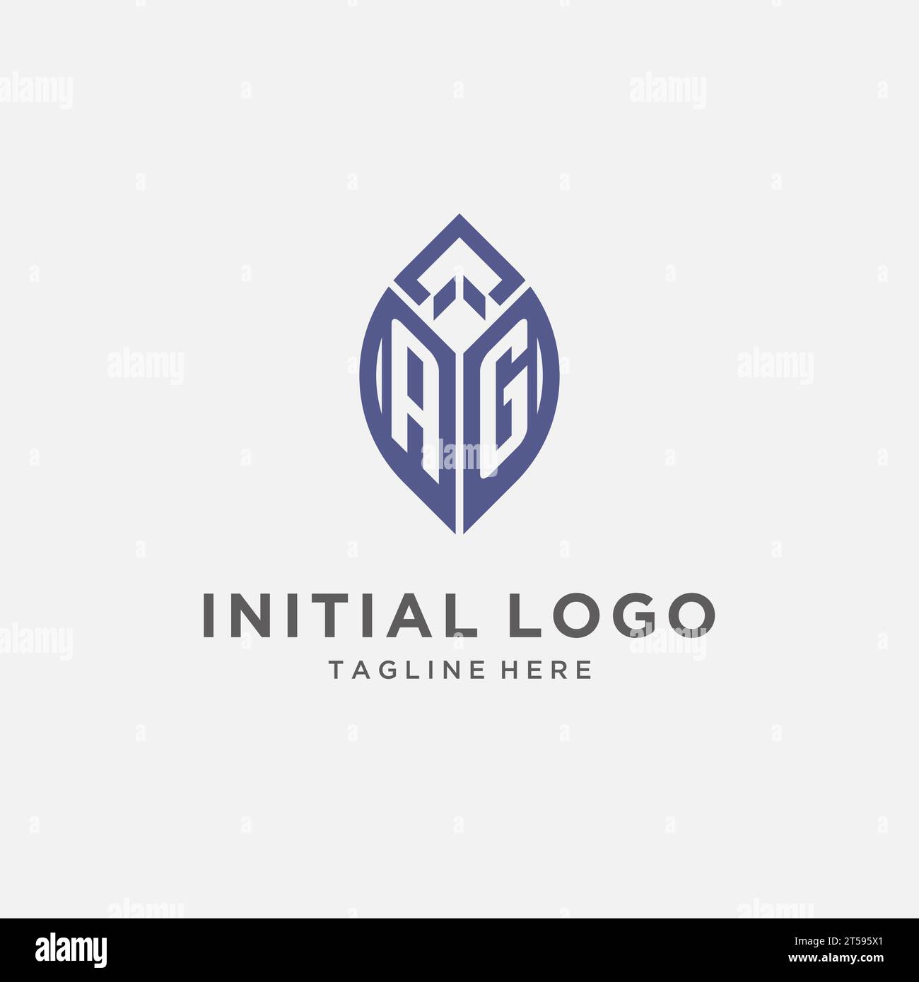 AG logo with leaf shape, clean and modern monogram initial logo design vector graphic Stock ...