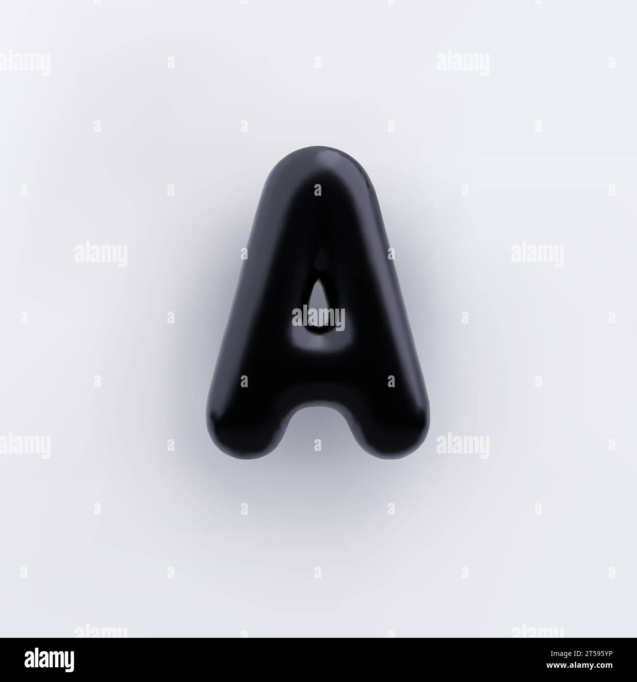 3D Black letter A with a glossy surface on a white background Stock ...