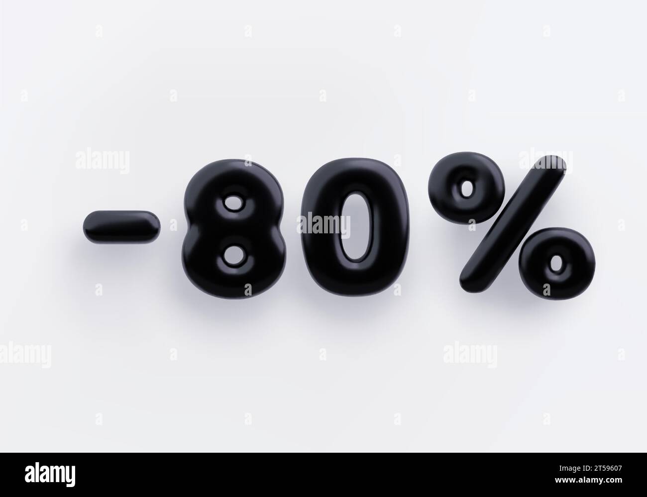 Black 3D discount sign minus 80 percent on a white background Stock ...