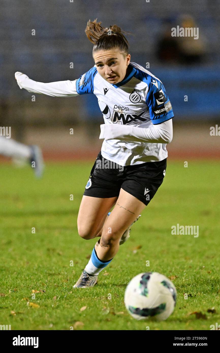 Sint Lambrechts Woluwe, Belgium. 03rd Nov, 2023. Angel Kerkhove (13) of Club YLA pictured in ...
