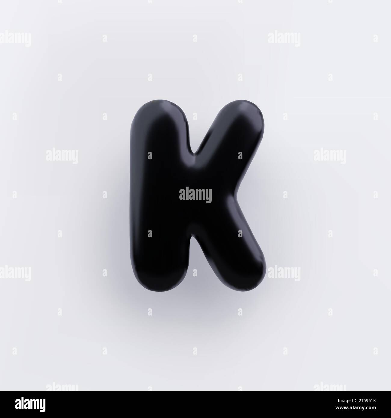 3D Black letter K with a glossy surface on a white background Stock ...