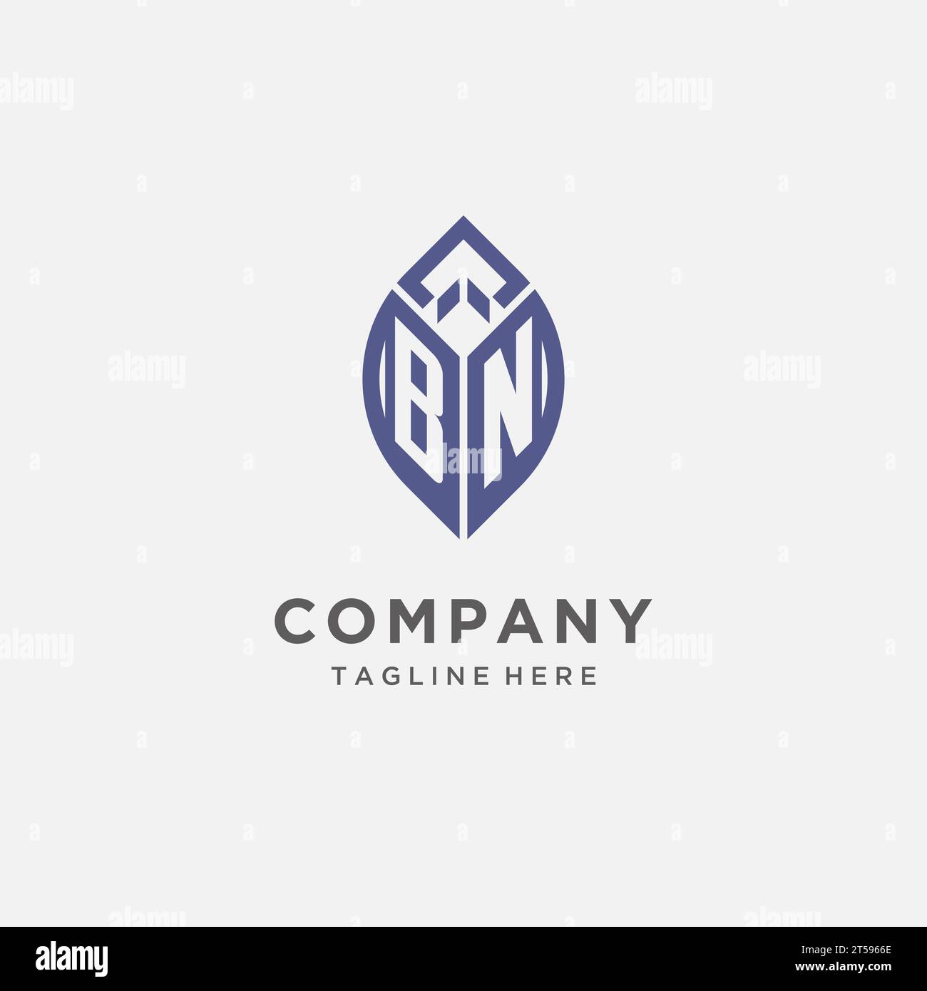 BN logo with leaf shape, clean and modern monogram initial logo design vector graphic Stock ...