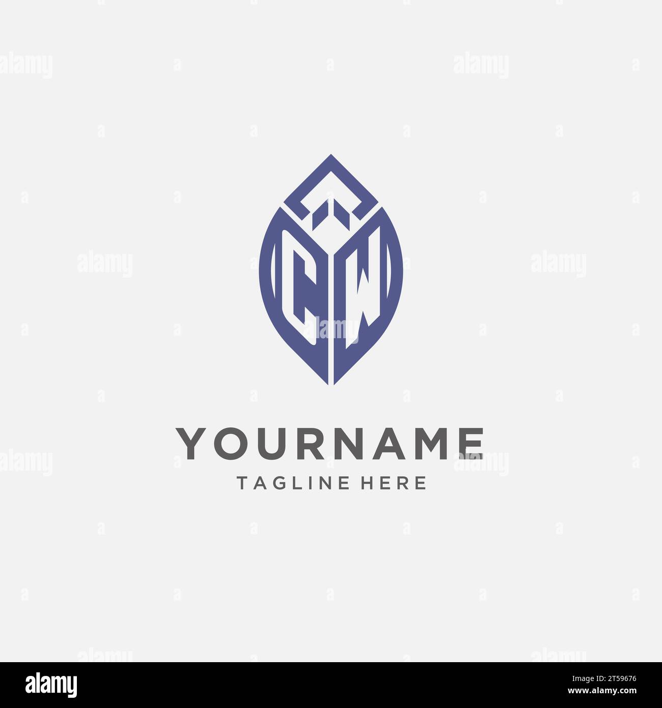 CW logo with leaf shape, clean and modern monogram initial logo design ...
