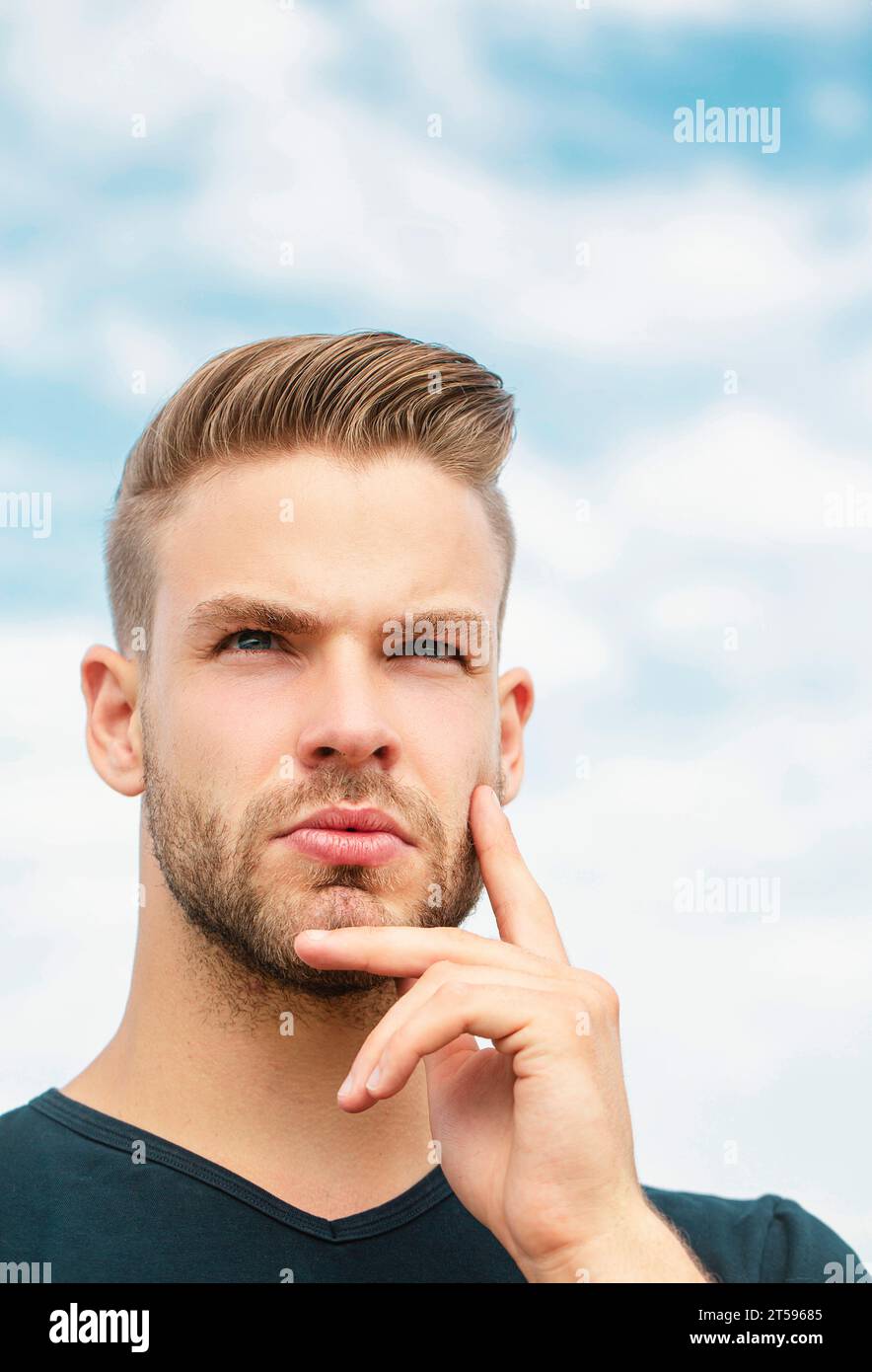 Solution of problem. Thinking man. Man disposes of problem ...