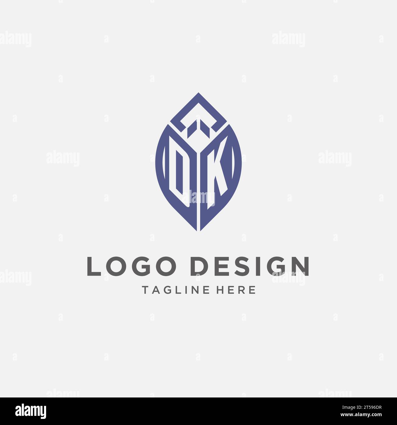 DK logo with leaf shape, clean and modern monogram initial logo design ...