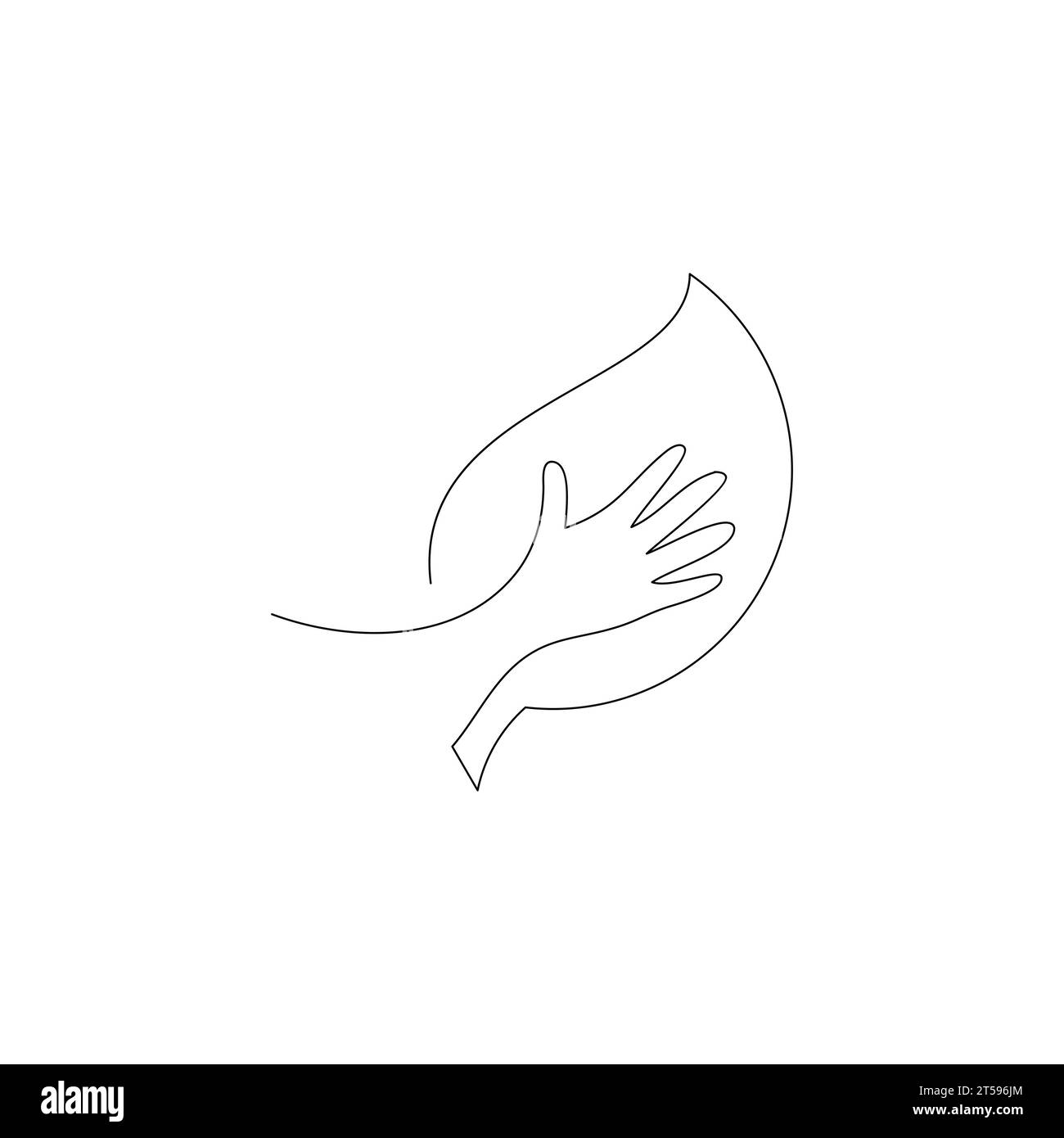 Hand with leaves branch line art drawing Vector Image Stock Vector ...