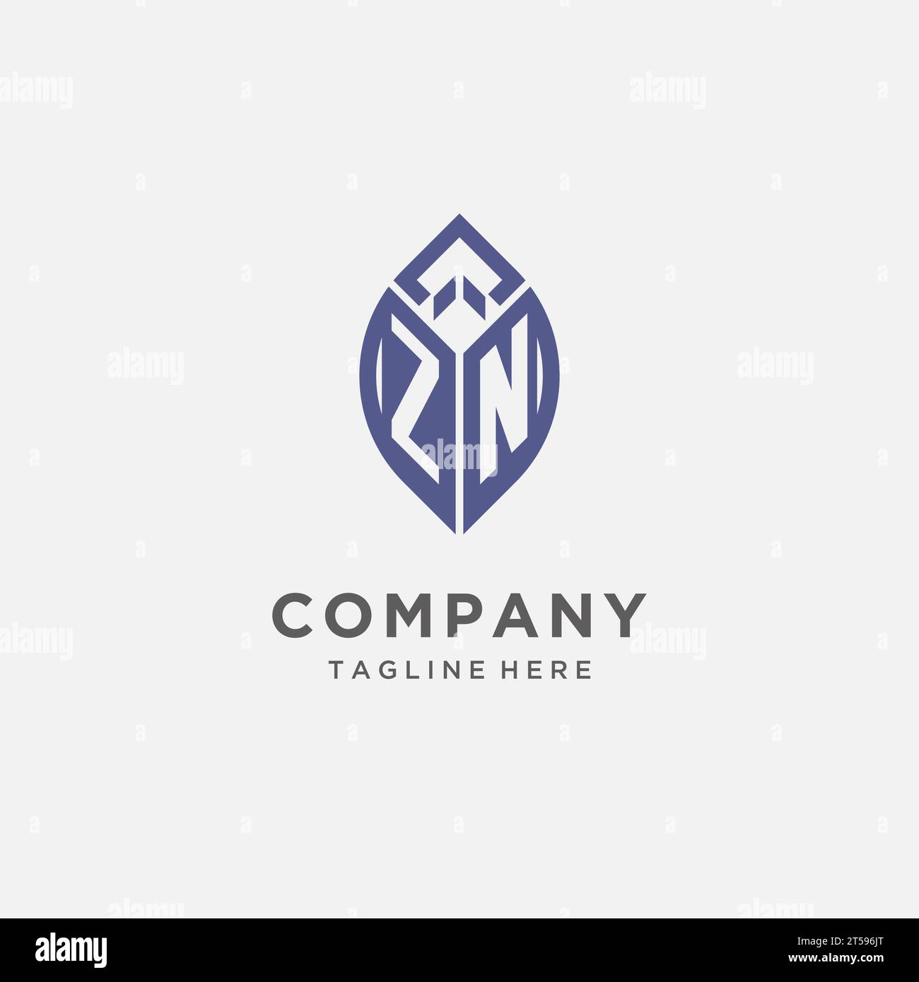 ZN logo with leaf shape, clean and modern monogram initial logo design vector graphic Stock ...