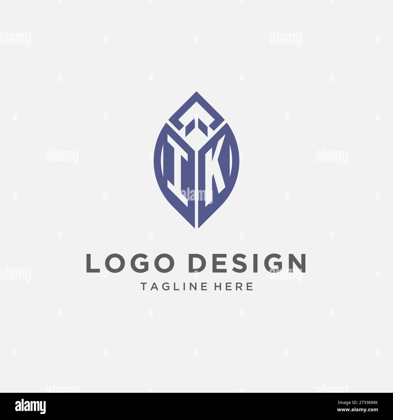 IK logo with leaf shape, clean and modern monogram initial logo design ...