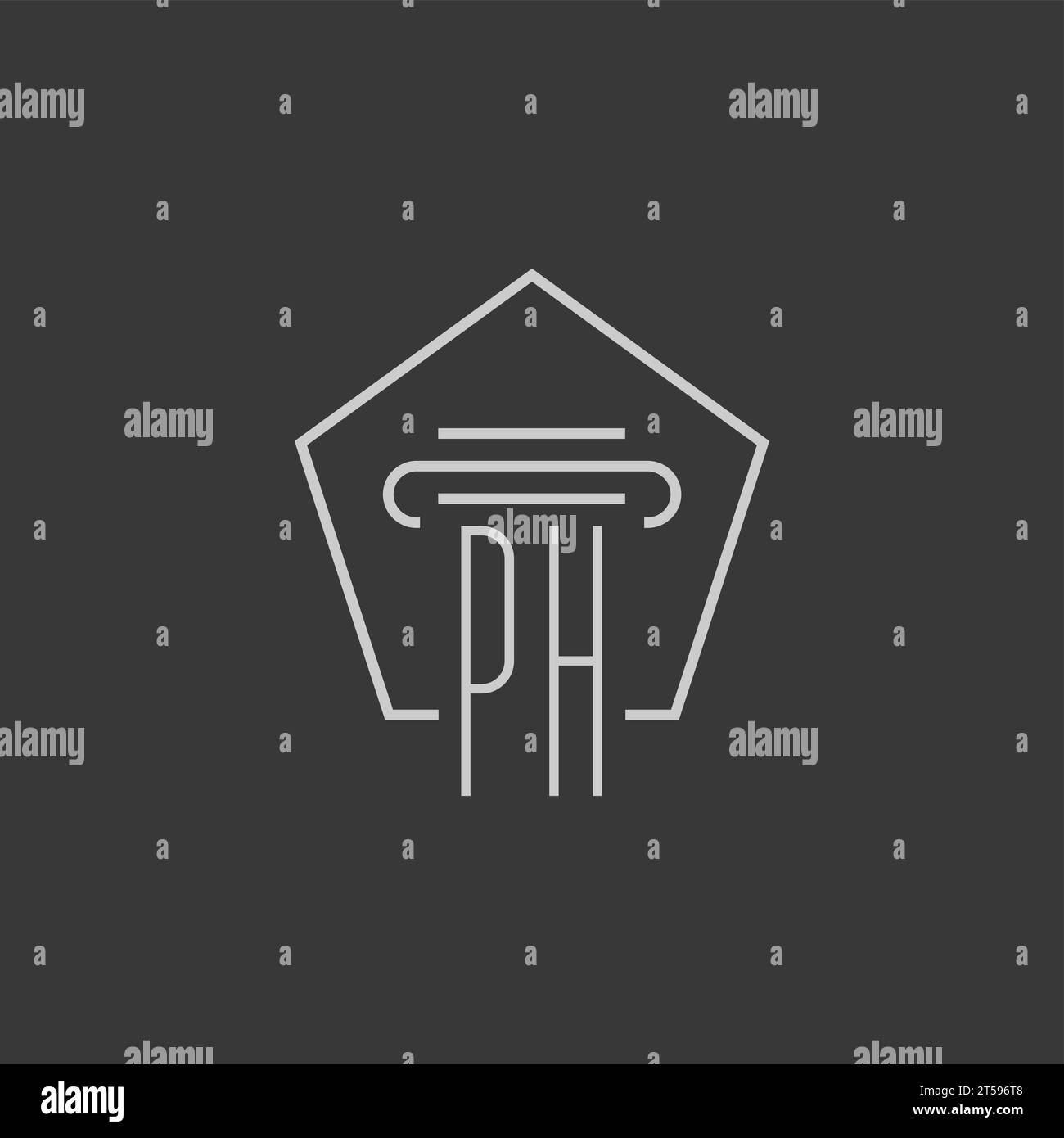 initial monogram PH with monoline pillar logo design ideas Stock Vector ...