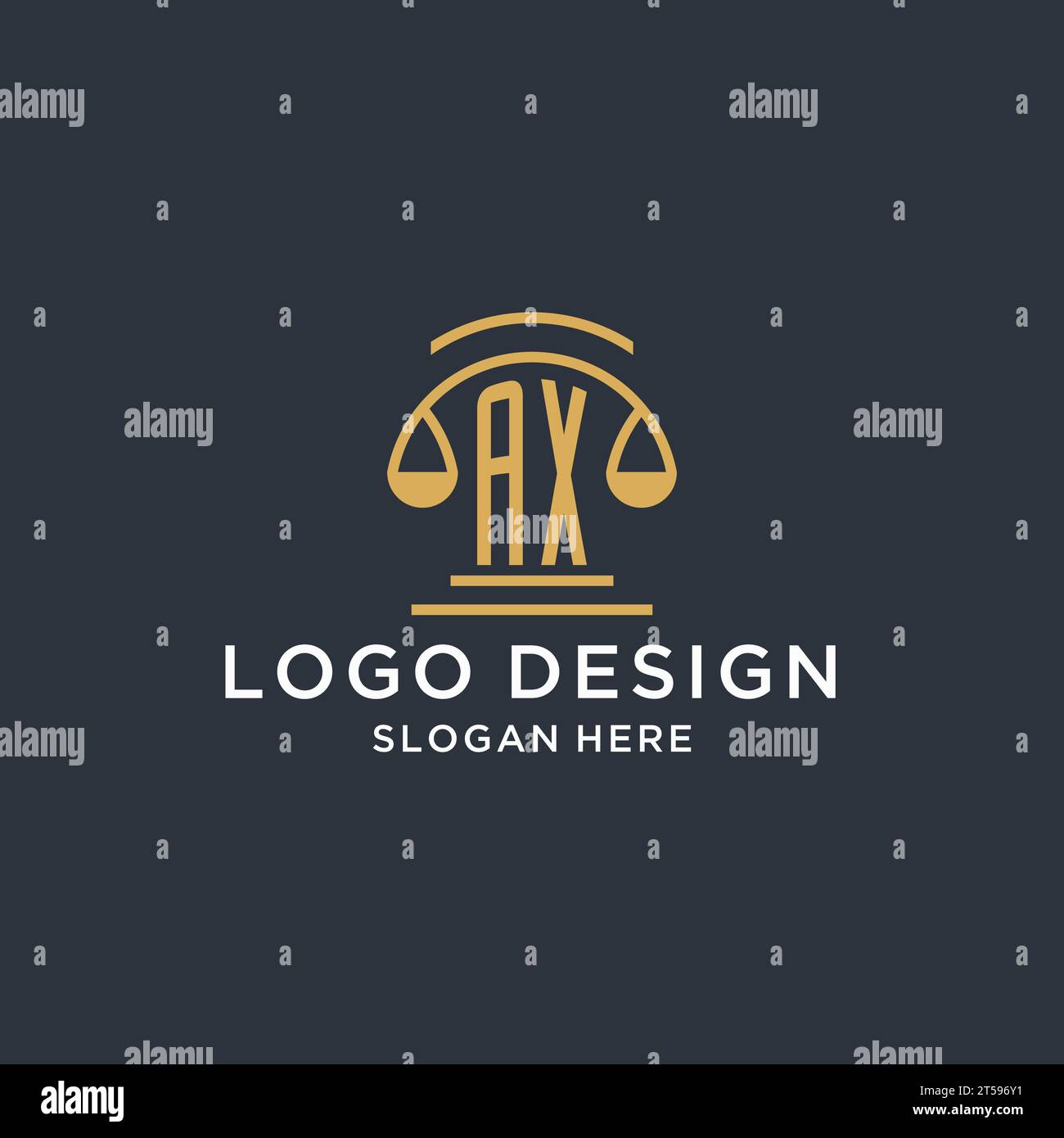 AX initial with scale of justice logo design template, luxury law and ...