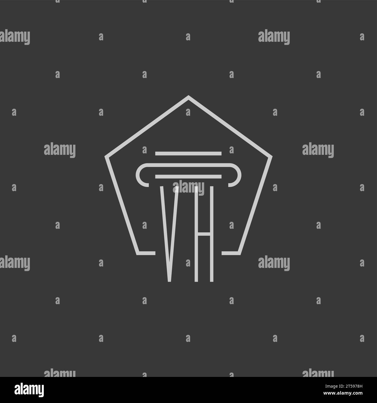 initial monogram VH with monoline pillar logo design ideas Stock Vector ...