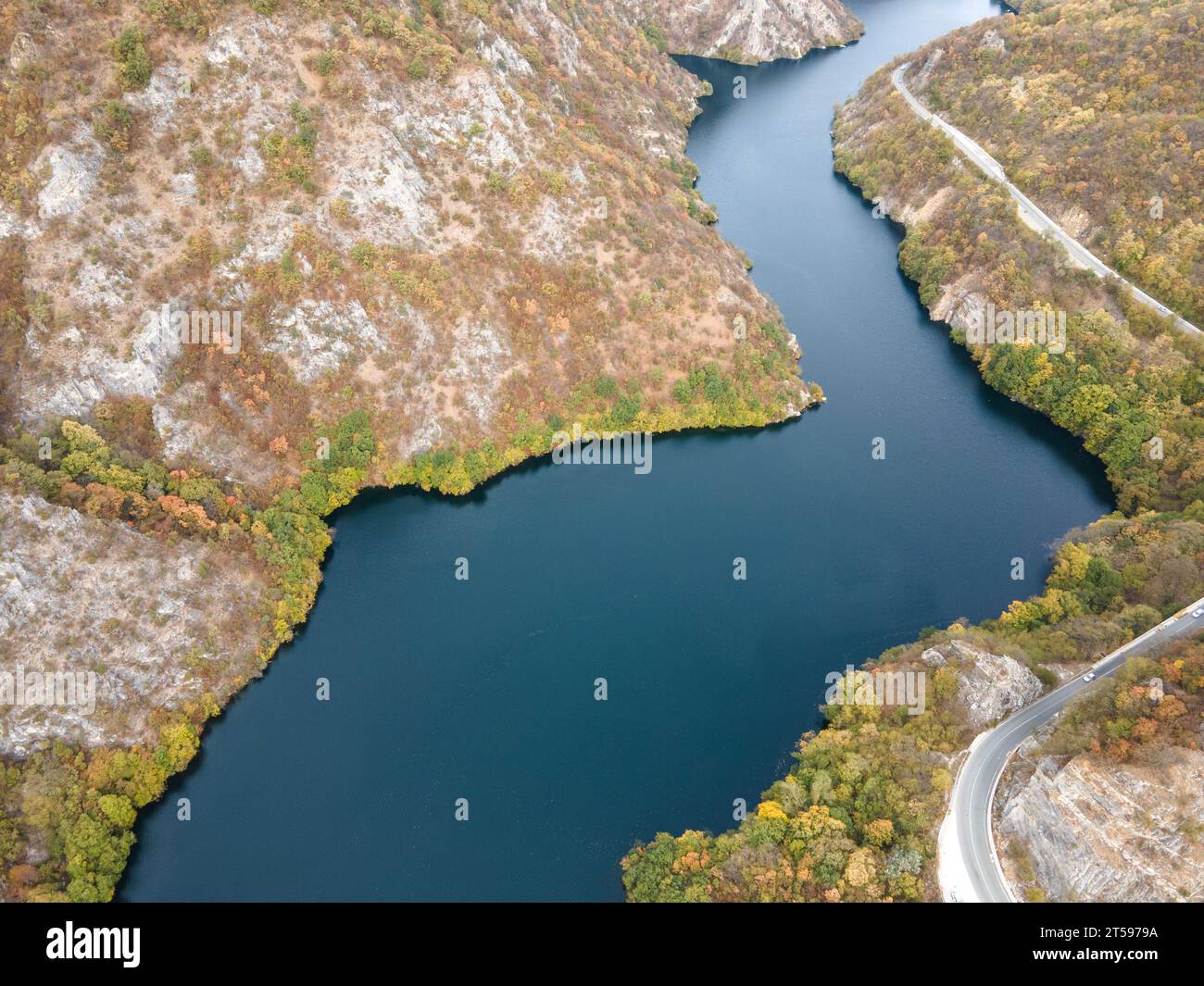 Aerial Autumn view of Krichim Reservoir, Rhodopes Mountain, Plovdiv ...