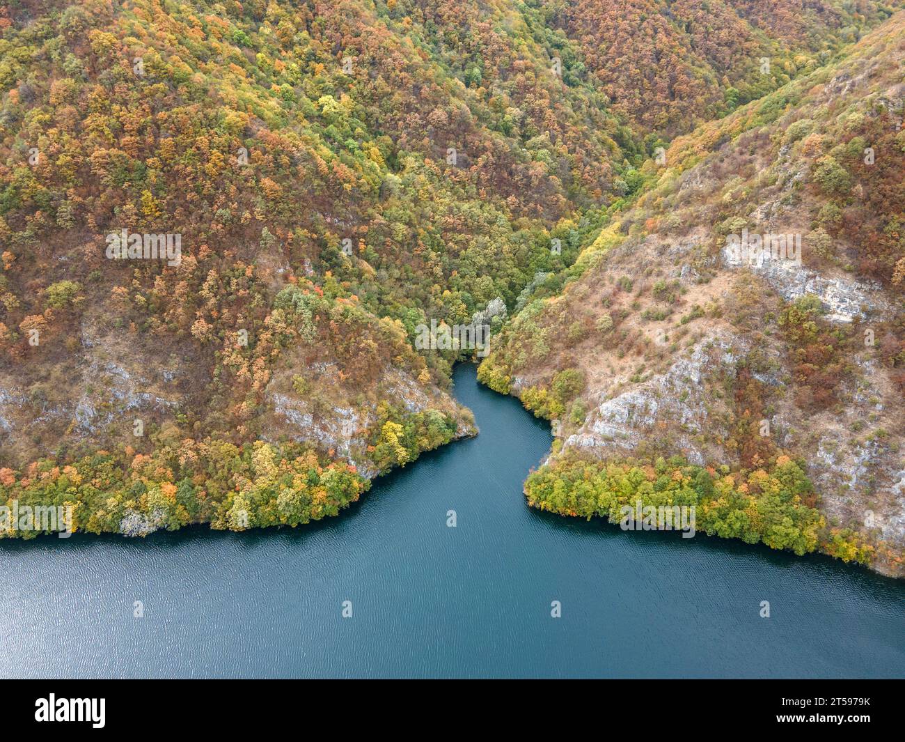 Aerial Autumn view of Krichim Reservoir, Rhodopes Mountain, Plovdiv ...