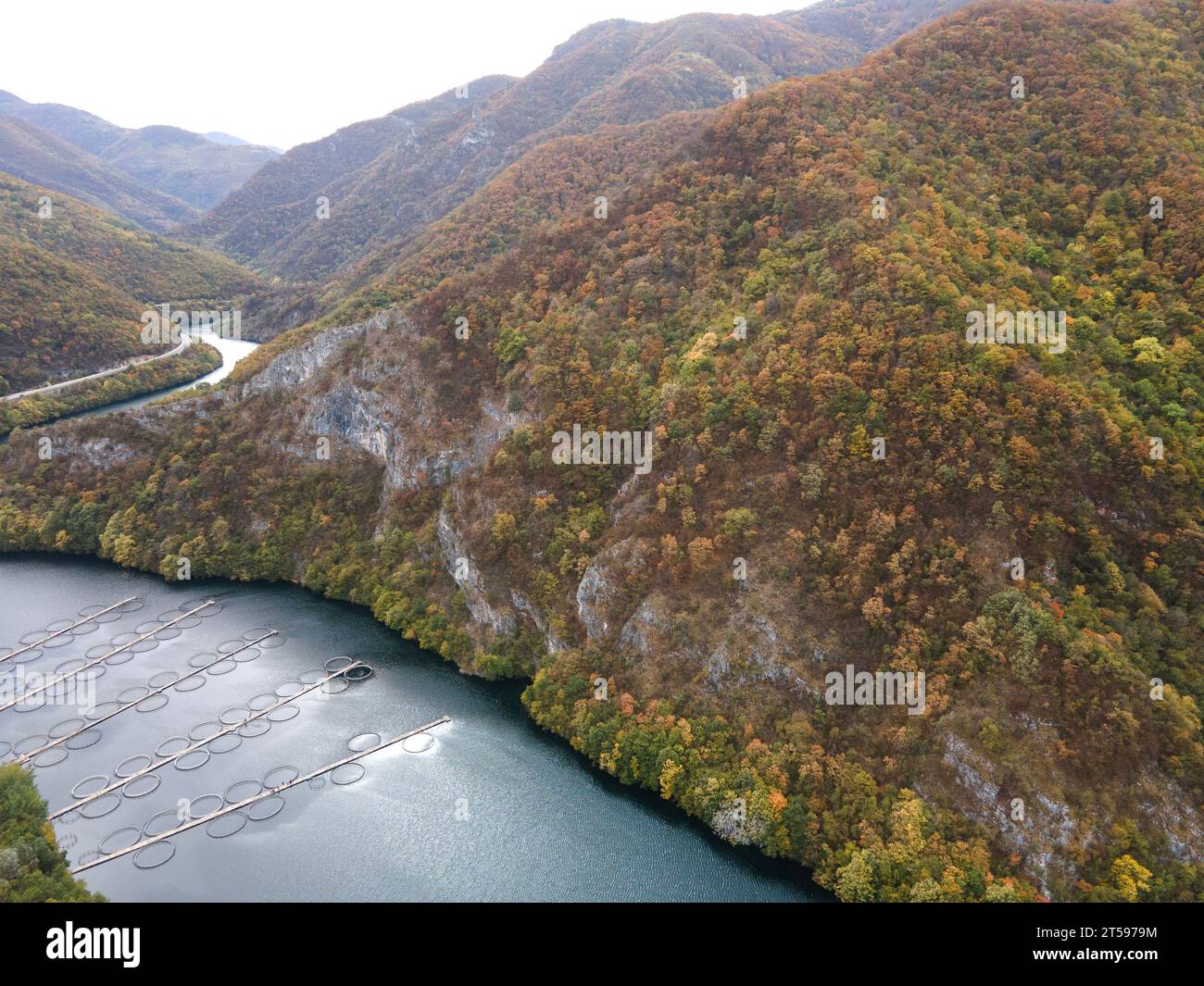 Aerial Autumn view of Krichim Reservoir, Rhodopes Mountain, Plovdiv ...