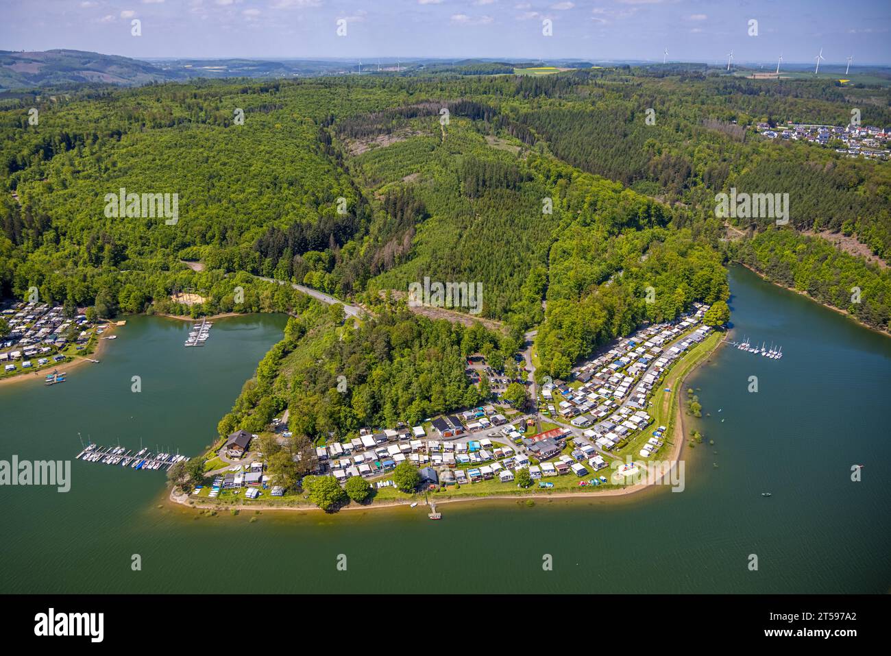 Aerial view, Sorpesee family campsite, Langscheid, Sundern, Sauerland ...