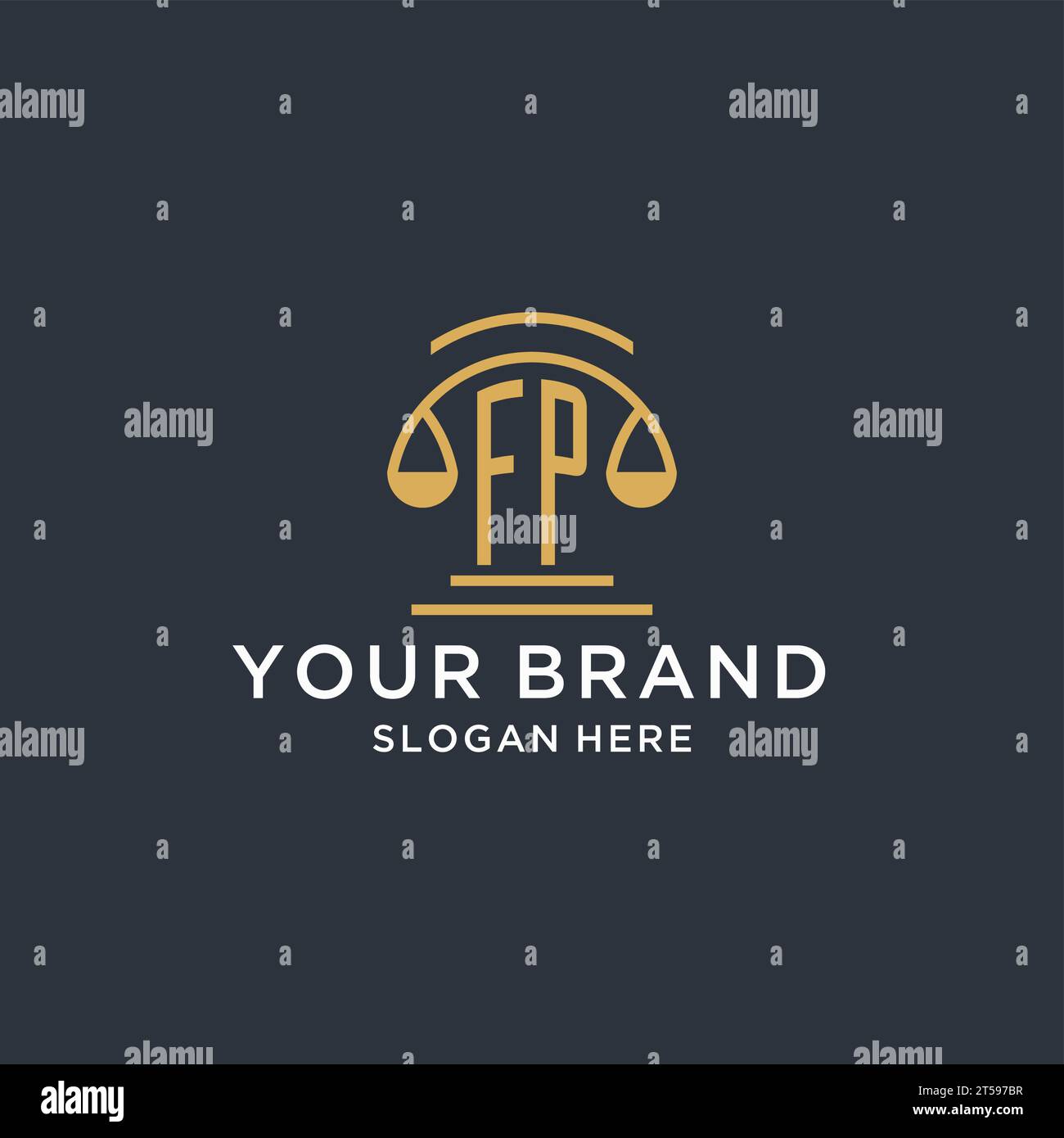 FP initial with scale of justice logo design template, luxury law and ...