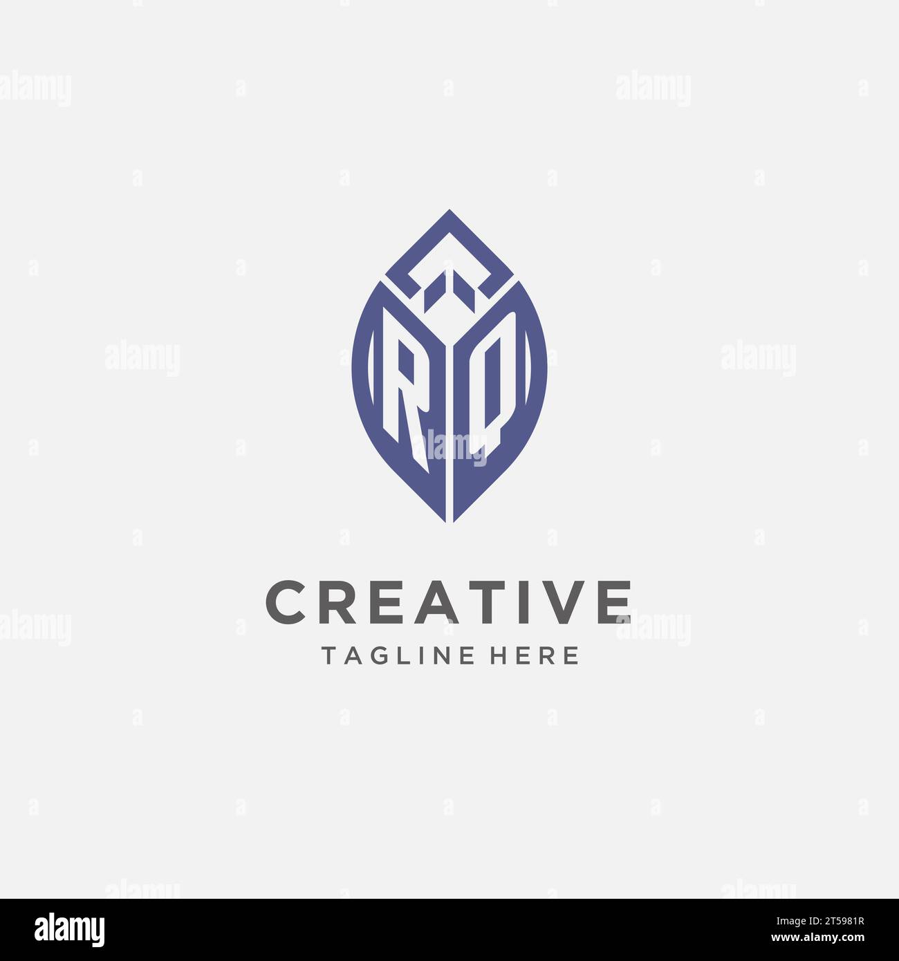 RQ logo with leaf shape, clean and modern monogram initial logo design ...