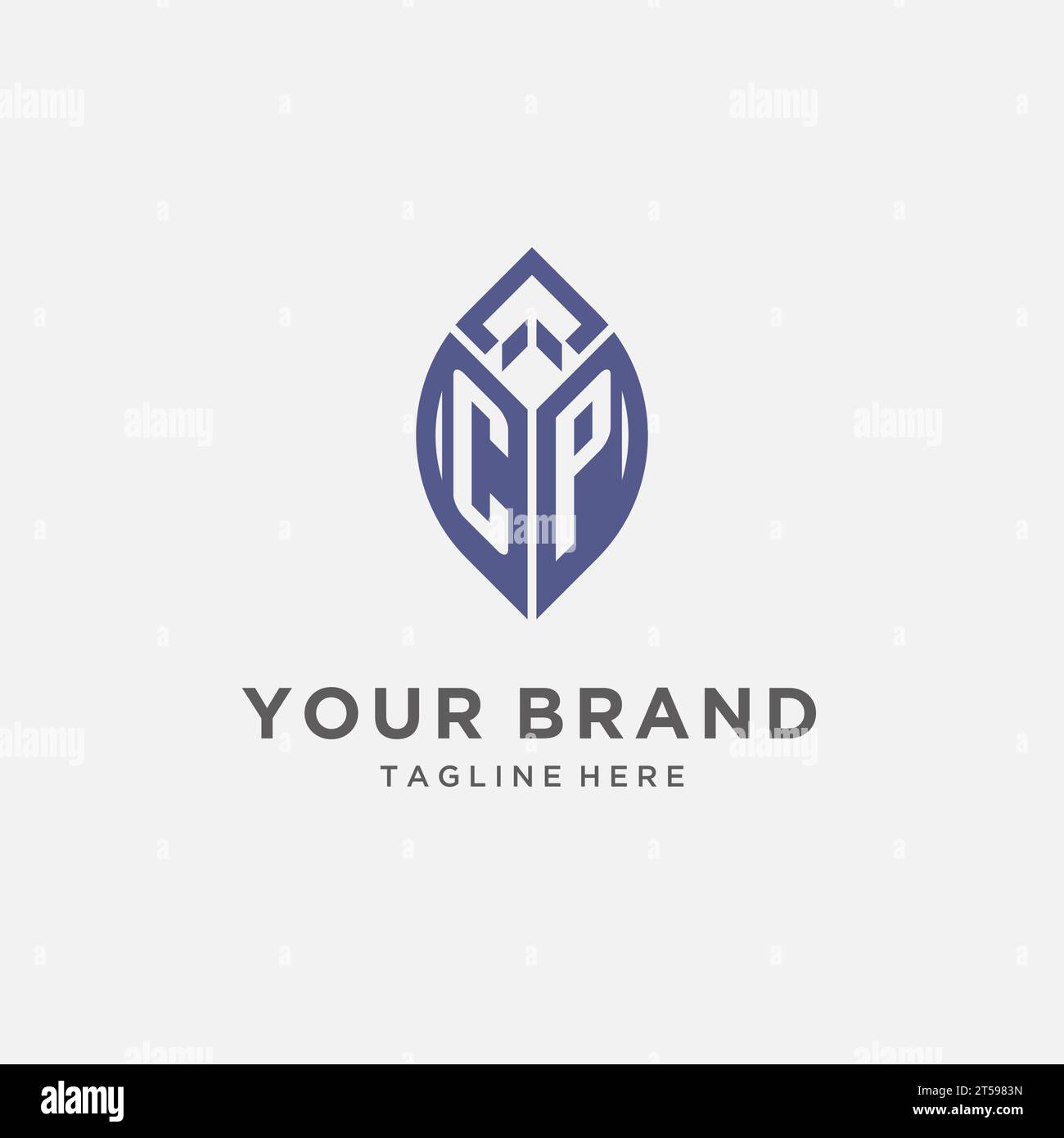 CP logo with leaf shape, clean and modern monogram initial logo design ...