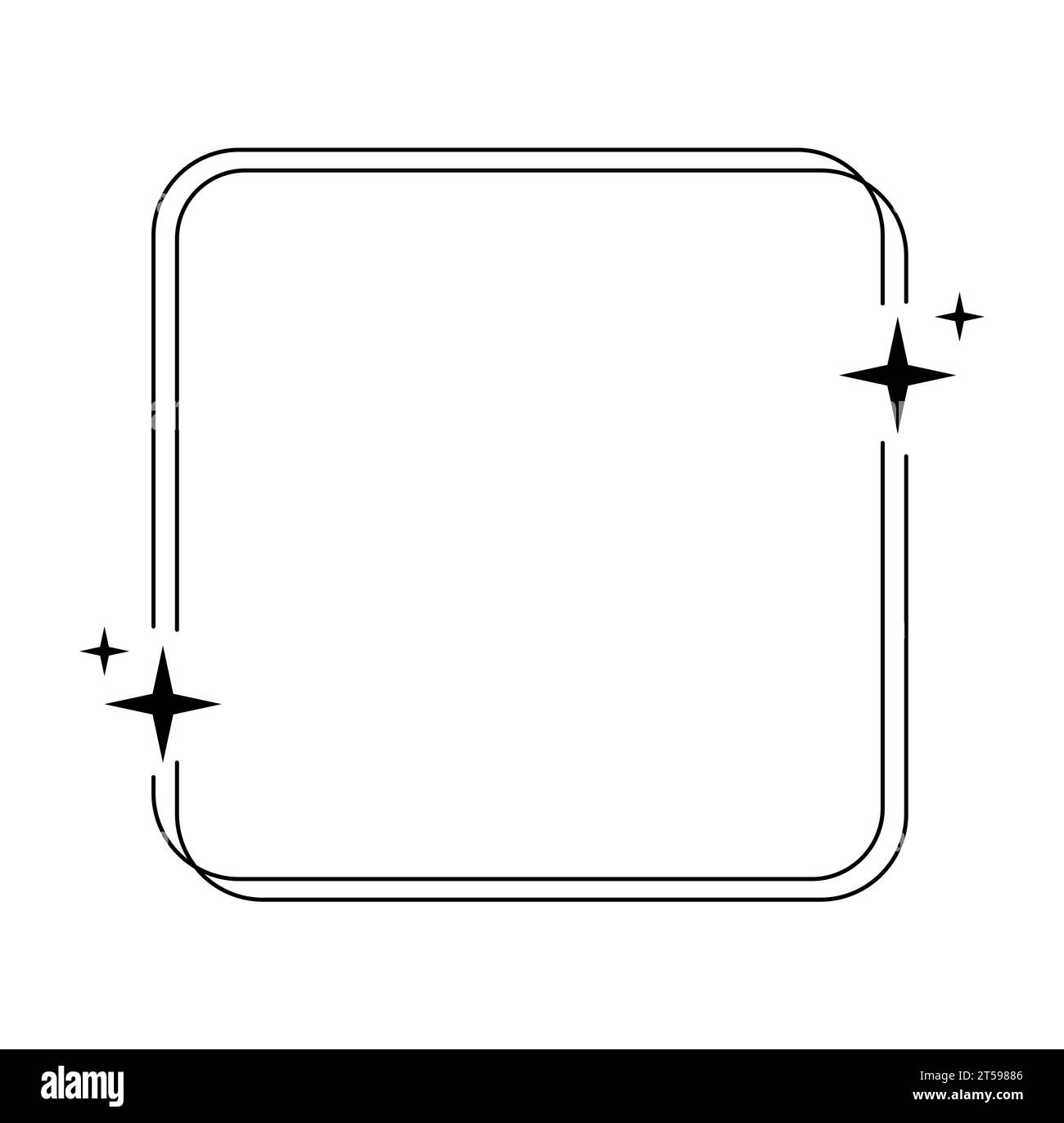 Trendy linear square frame with stars, Modern minimalist aesthetic line ...