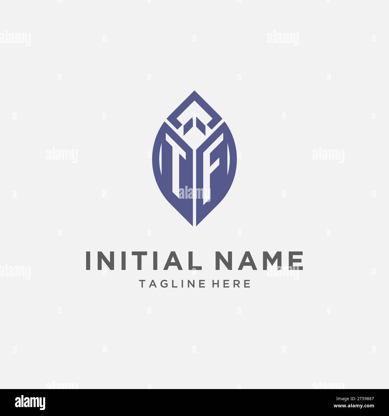 TF logo with leaf shape, clean and modern monogram initial logo design ...