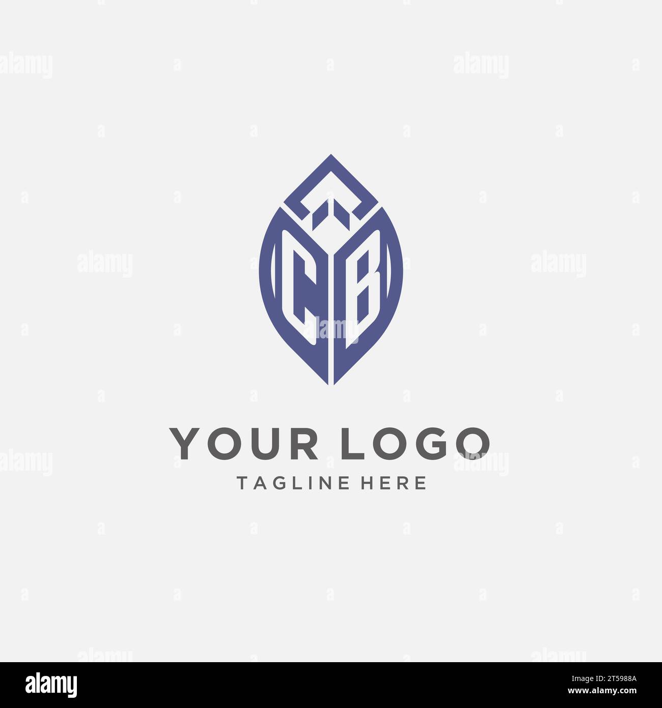 CB logo with leaf shape, clean and modern monogram initial logo design ...
