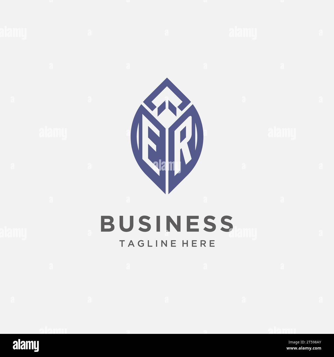ER logo with leaf shape, clean and modern monogram initial logo design ...