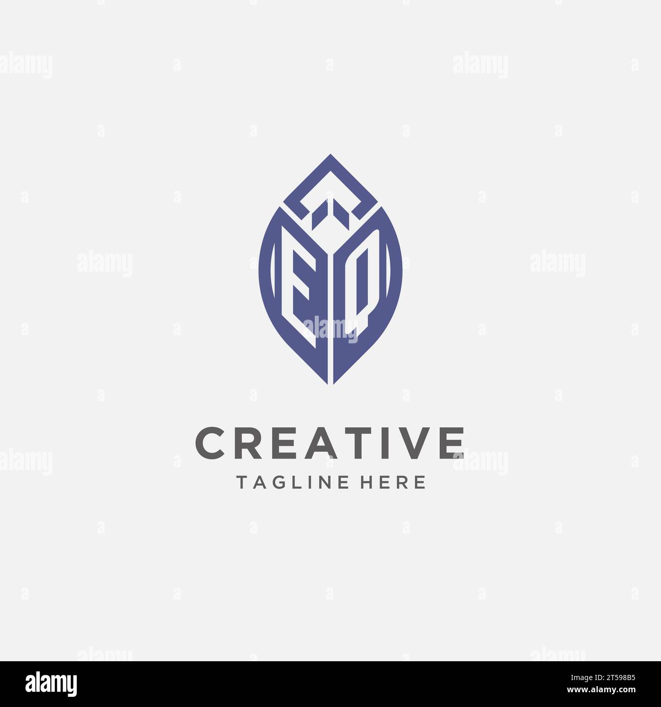 EQ logo with leaf shape, clean and modern monogram initial logo design ...
