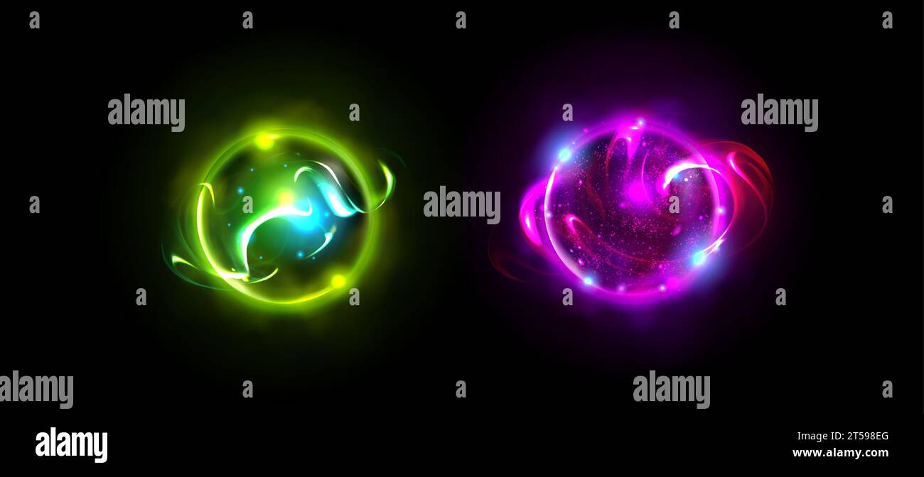 Magic energy orbs isolated on black background. Vector realistic ...