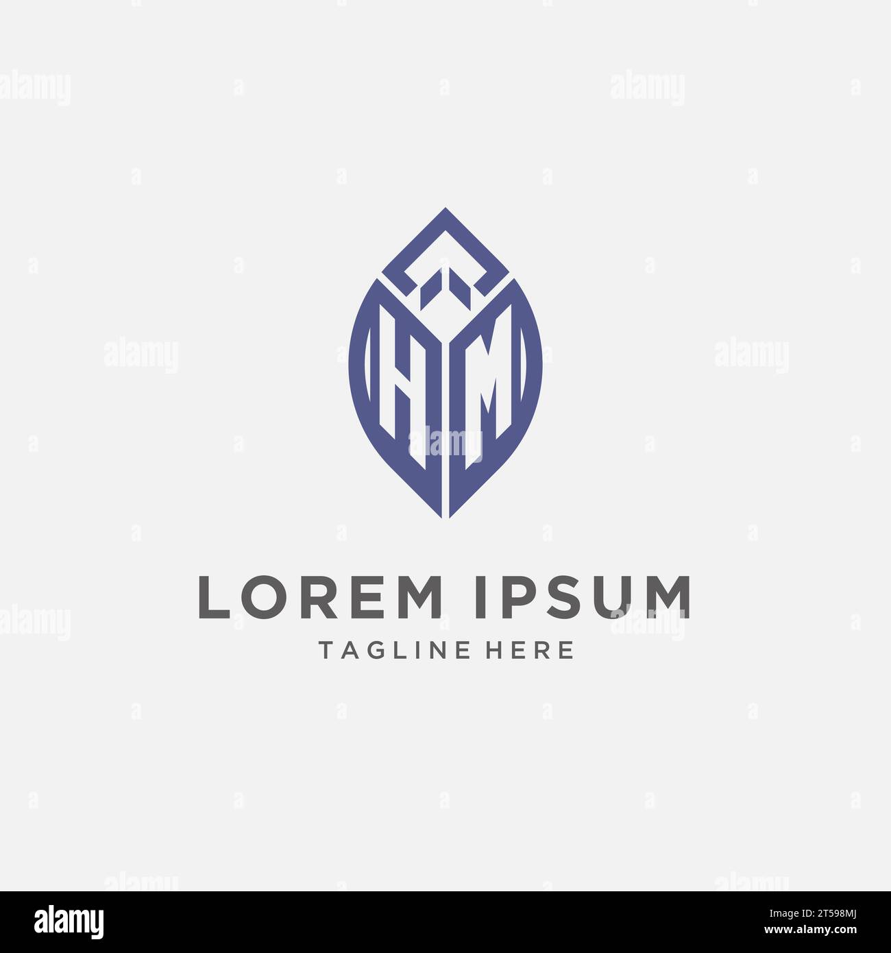 HM logo with leaf shape, clean and modern monogram initial logo design ...