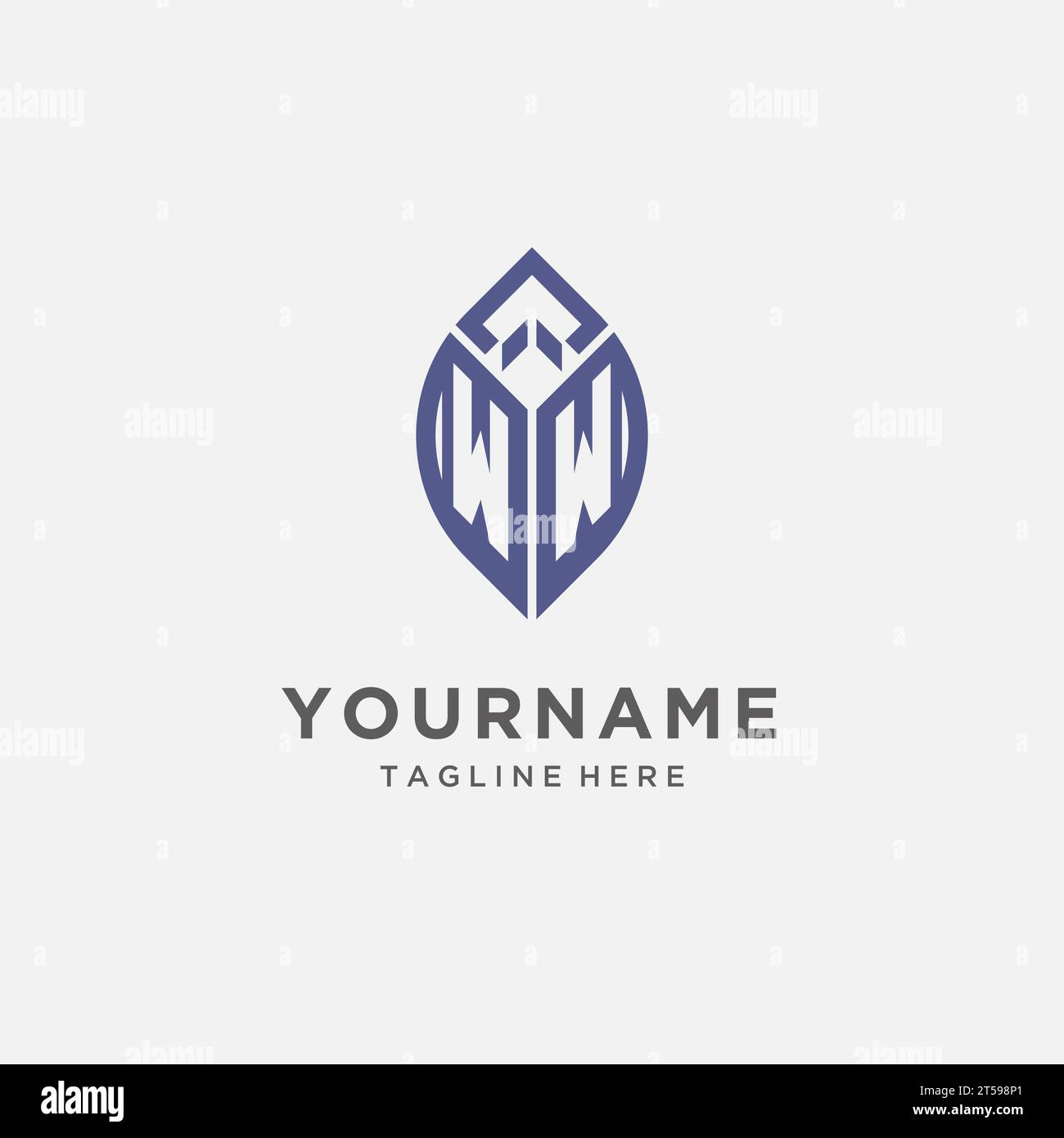 WW logo with leaf shape, clean and modern monogram initial logo design ...
