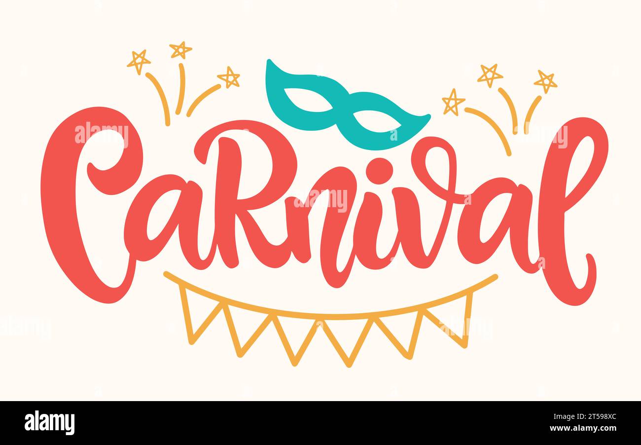 Carnival hand lettering banner. Festive typography Stock Vector Image ...