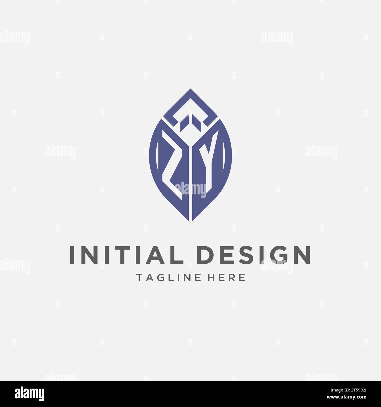 ZY logo with leaf shape, clean and modern monogram initial logo design vector graphic Stock ...